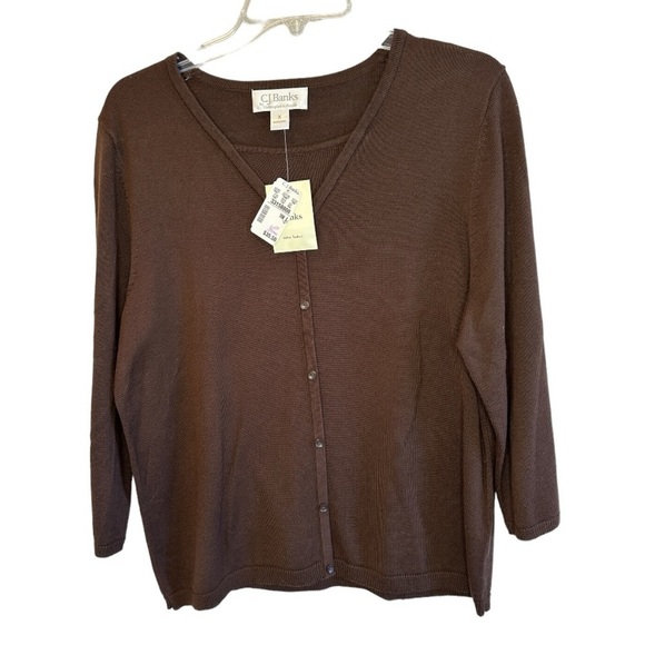CJ Banks | Sweaters | Nwt Cj Banks Chocolate Brown Faux Button Cardigan ...